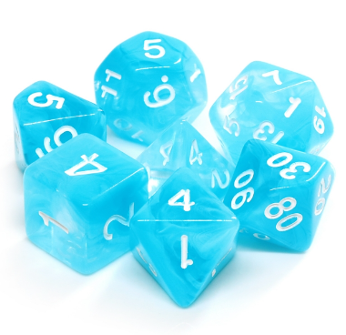 HD Dice 7 Set Polyhedral Dice - Sky Blue - Phoenix Fire Games