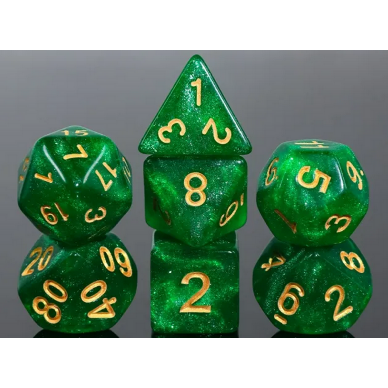 7 Set Polyhedral Dice - Emerald Flow - Phoenix Fire Games
