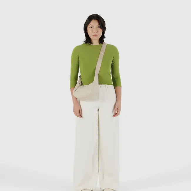 Baggu Small Recycled Leather Crescent Bag Stone - Woods Grove