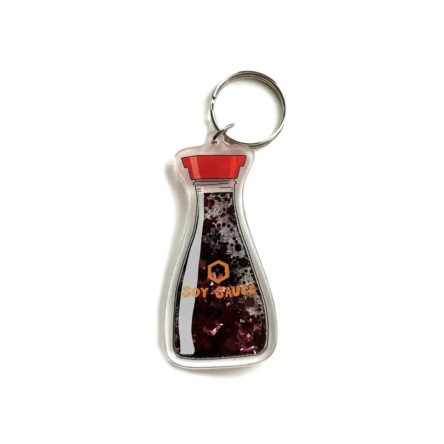 Drawn Goods Soy Sauce Liquid Glitter Sparkle Shaker Acrylic Keychain ...