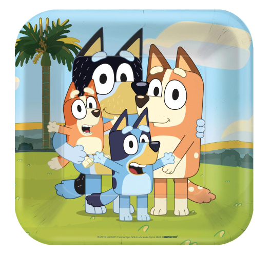 Bluey 9" Square Plates - Watkins Party Store