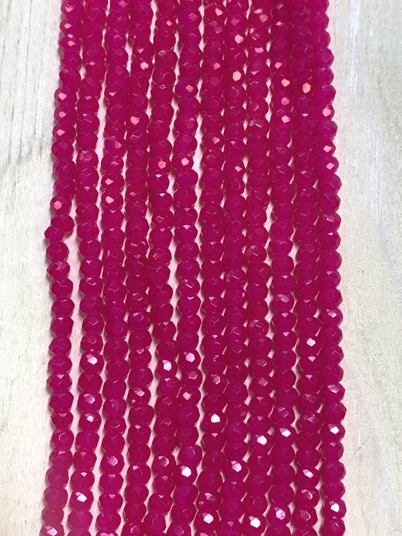 3mm Hot Pink Gem Show Crystal Roundel Strand - da Bead Shop