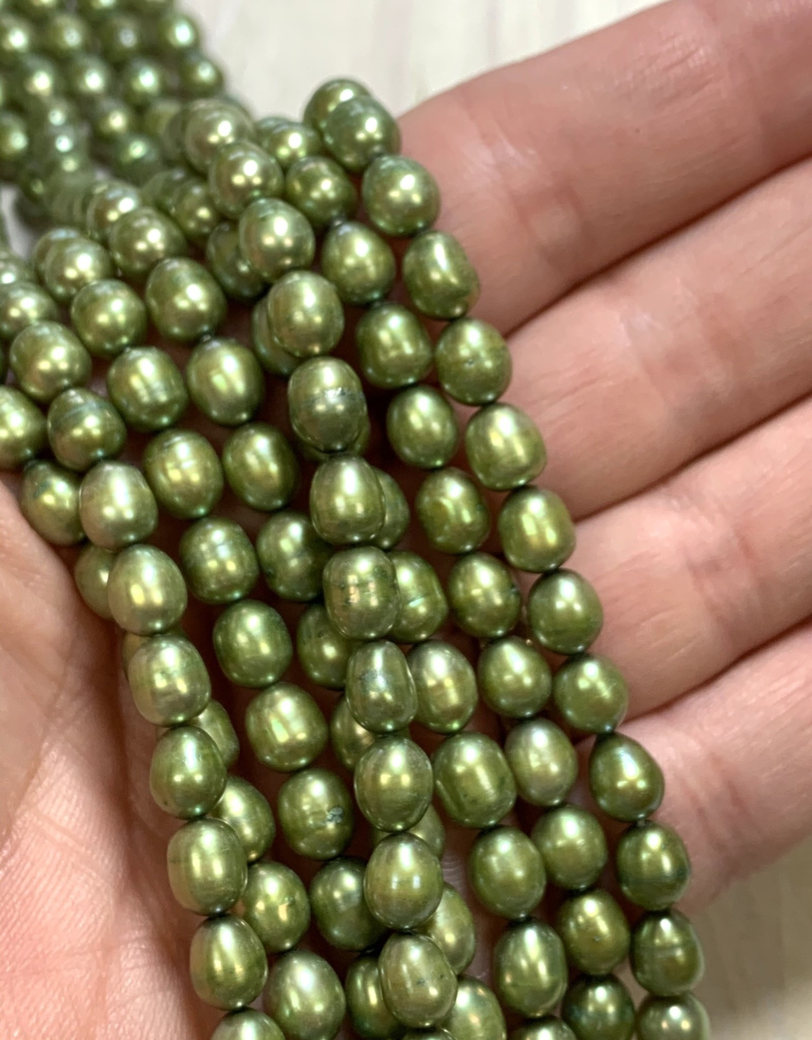 Rice Pearls Saige Green Strand - da Bead Shop