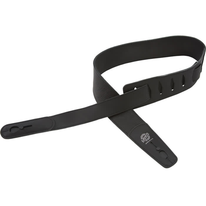 Lock-it Straps 2.75" Plush Leather Guitar Strap, Black - Sims Music