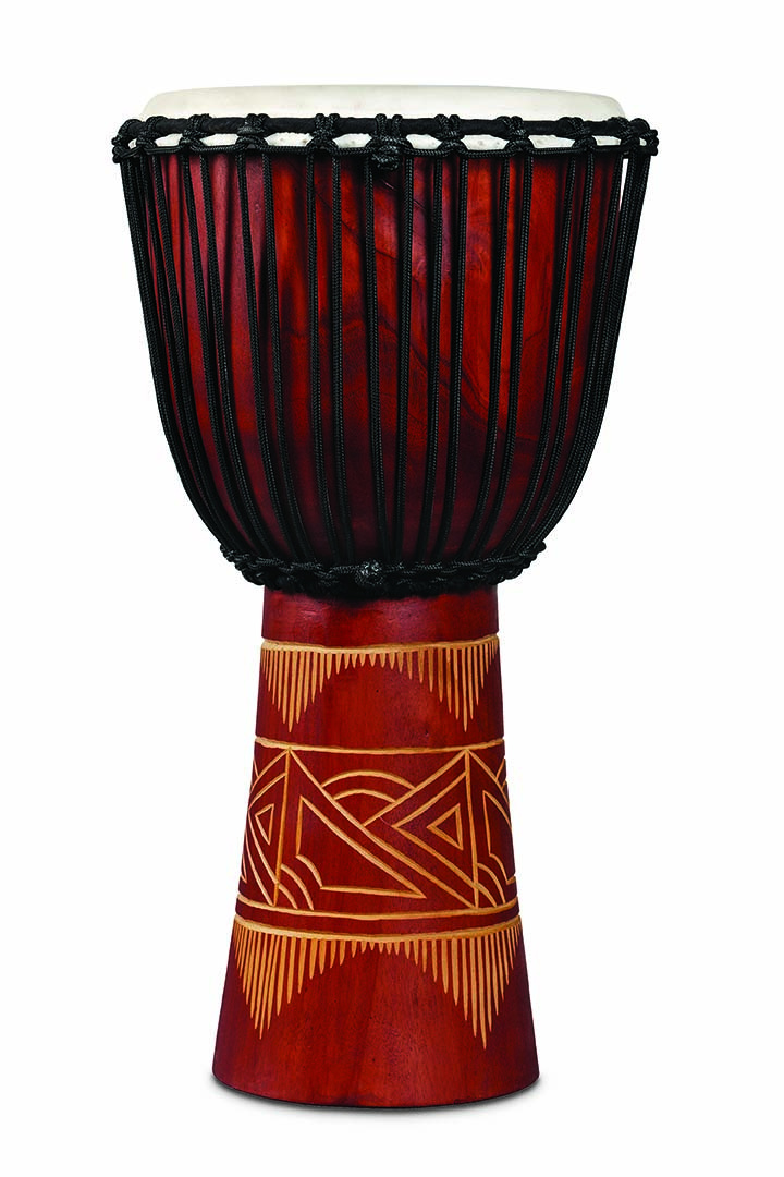 LP LP WORLD BEAT WOOD ART LG DJEMBE, RED/NAT - Sims Music