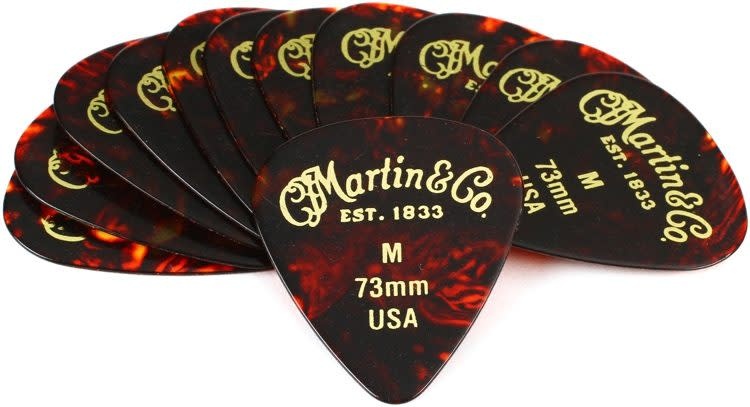 Martin Martin 73mm Standard Tortoise Shell Pick Pack, 12pc - Sims Music