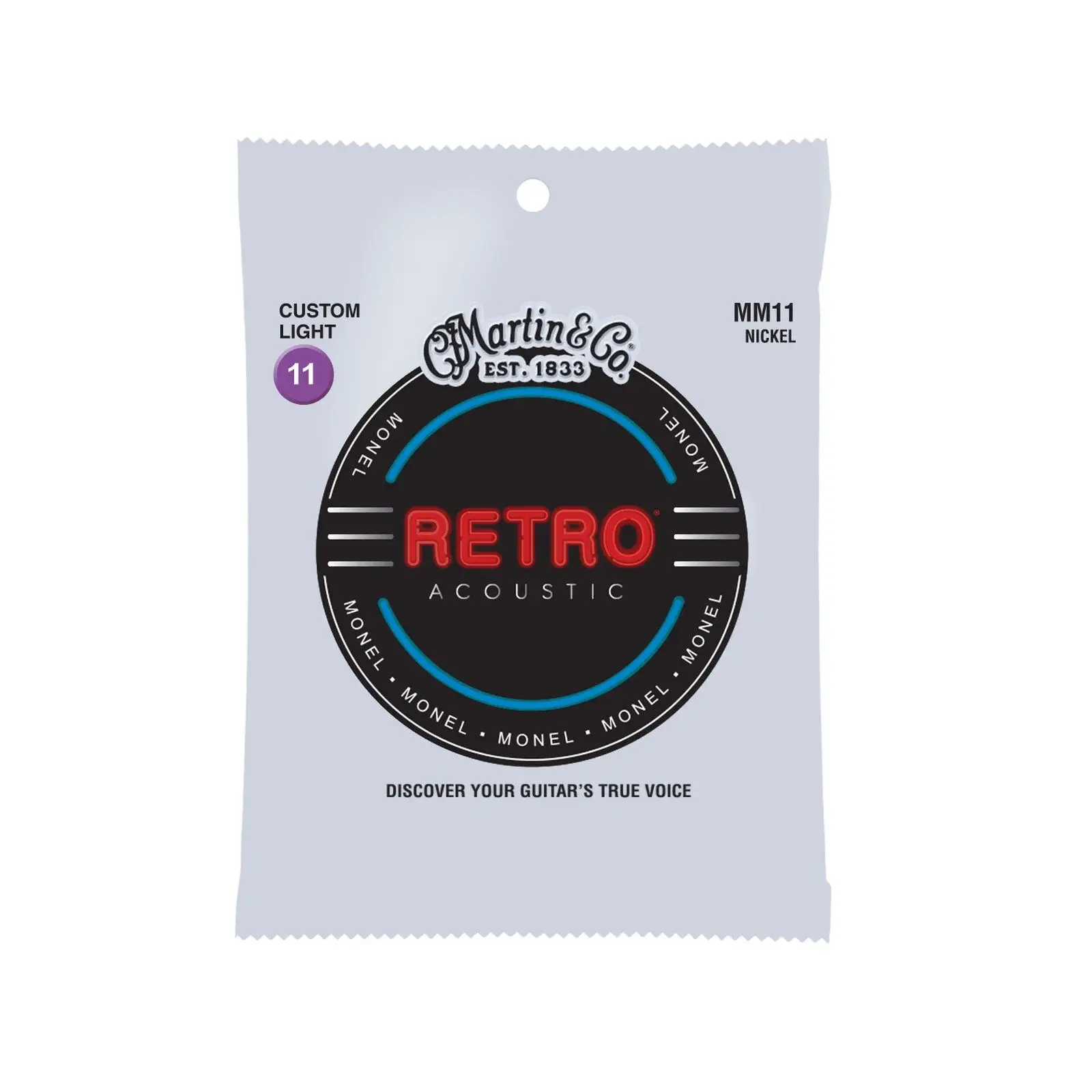 Martin MM11 Retro Monel Wound Guitar Strings, 11-52 Custom Light - Sims ...