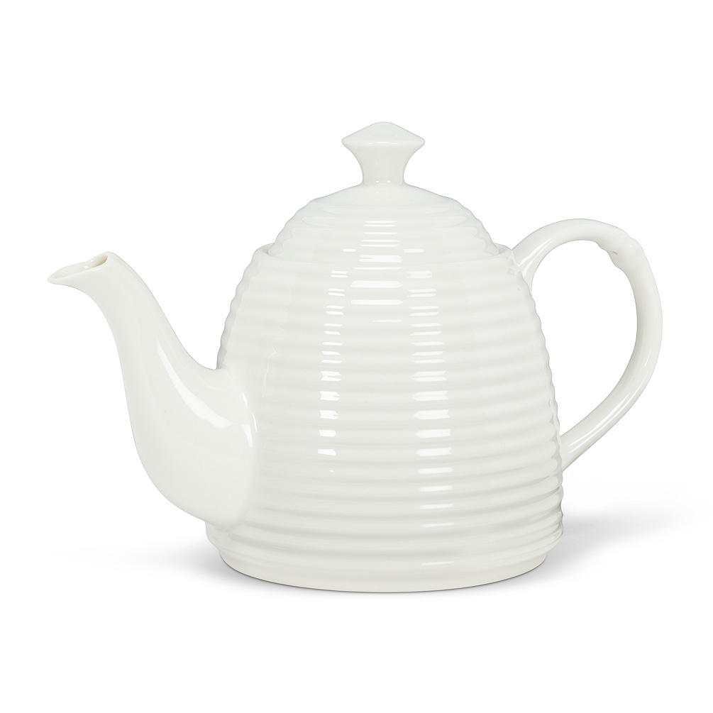 White Beehive Shaped Teapot - Heart of the Home