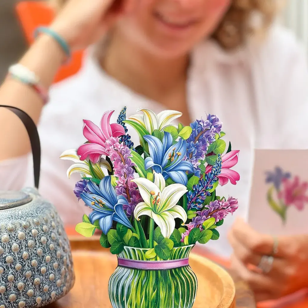 Mini Pop-Up Flower Bouquet - Lilies & Lupines - Heart of the Home
