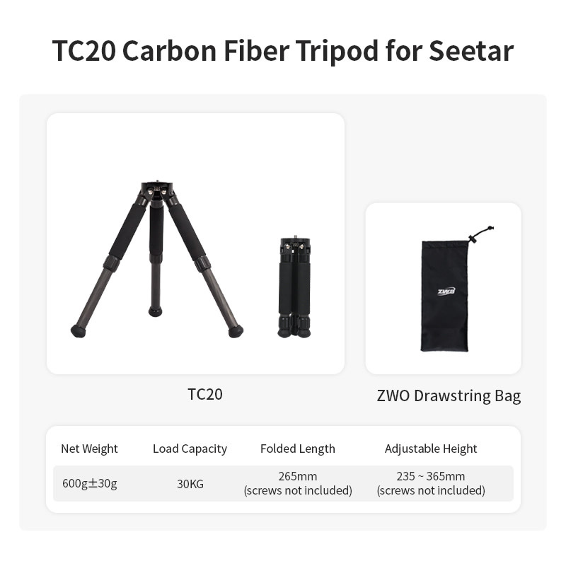 ZWO TC20 & TH10 Tripod Head Package for SeeStar S30/S50 - Camera ...