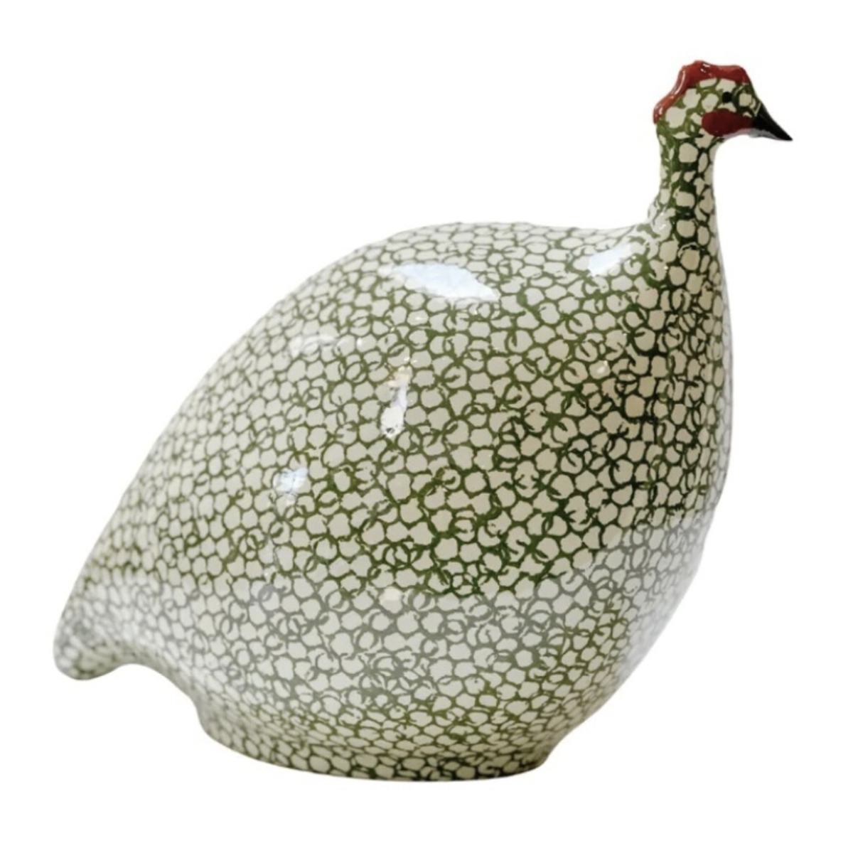 White Speckled Green Leaf French Guinea Hen Medium - Crème de la Crème