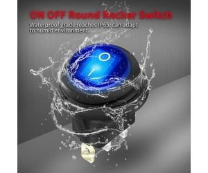 Round Rocker Toggle Switch Waterproof - Blue 20A - Mariner Sails