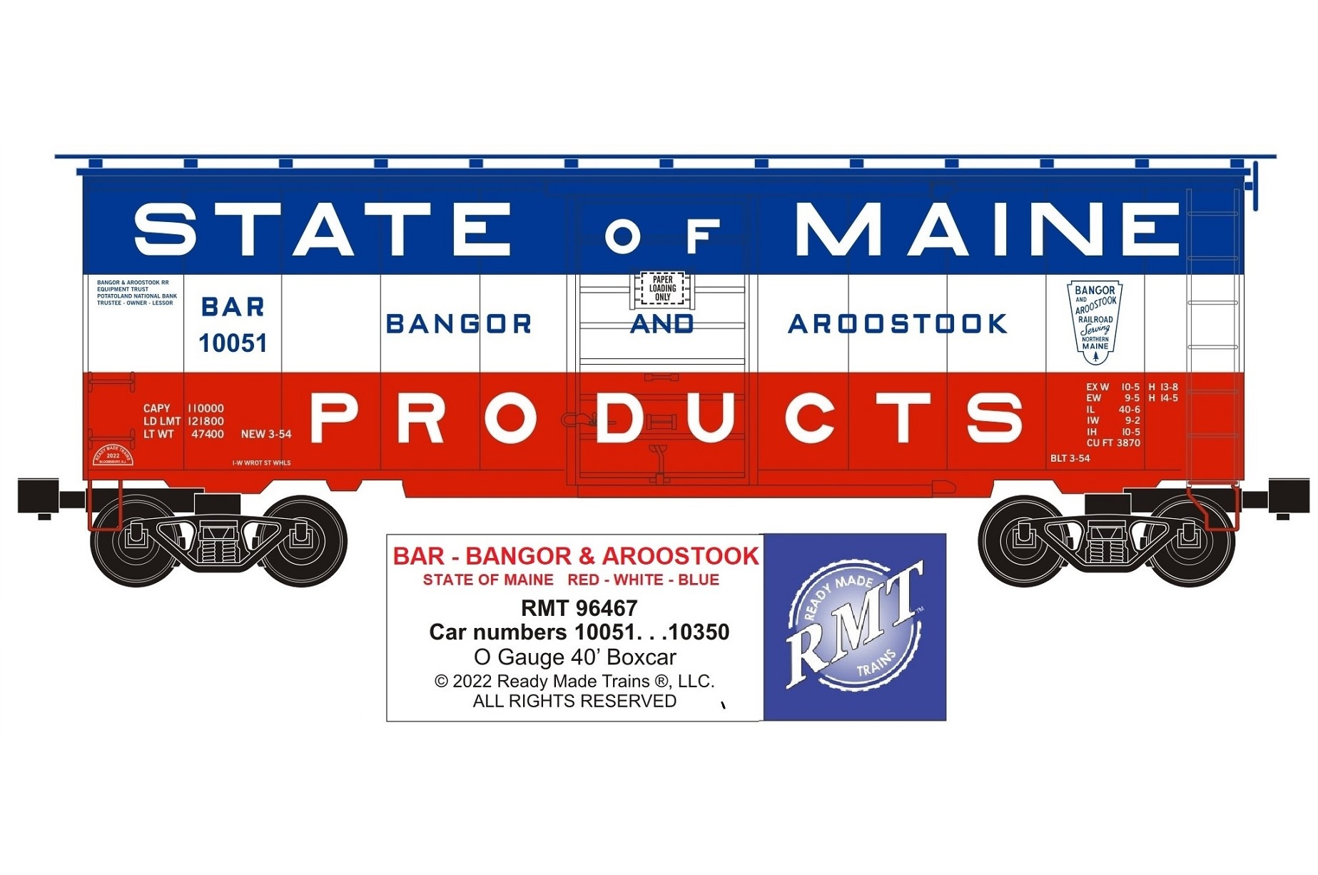 96467 State of Maine- Bangor & Aroostook PS-1 40' Boxcar - HENNING'S TRAINS