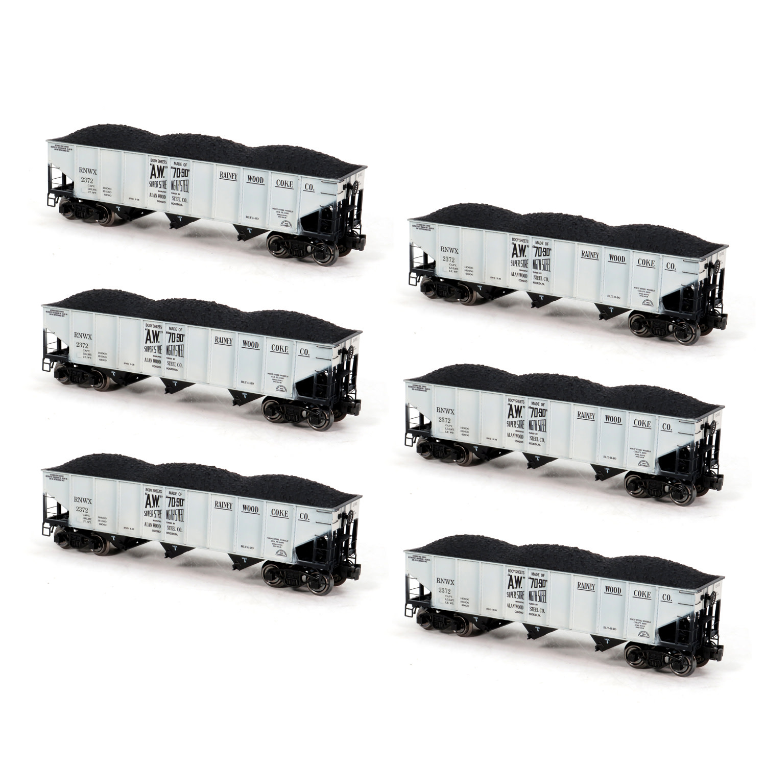 66299-103-6 Rainey-Wood 70 Ton Hopper Car 6-Pack - HENNING'S TRAINS