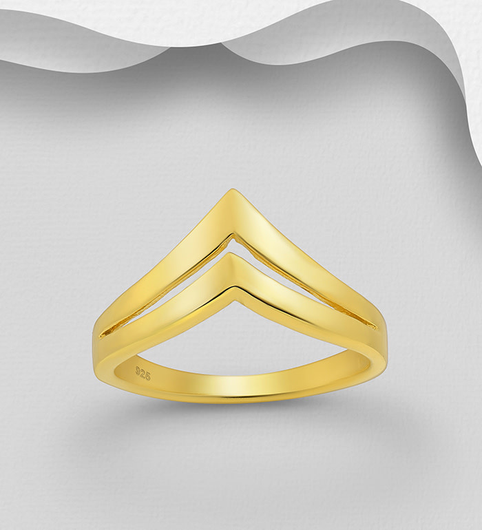 Chevron Ring, Gold Plated Sterling Silver - Cameron Rose