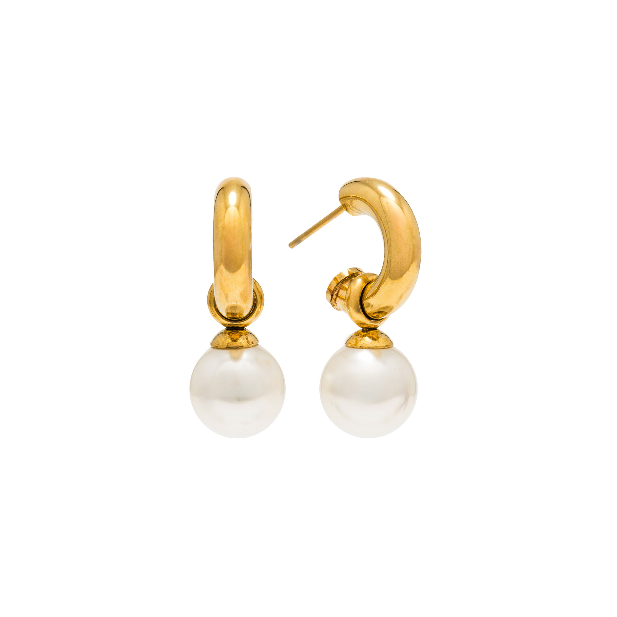 Solstice Pearl Drop Hoops - Cameron Rose