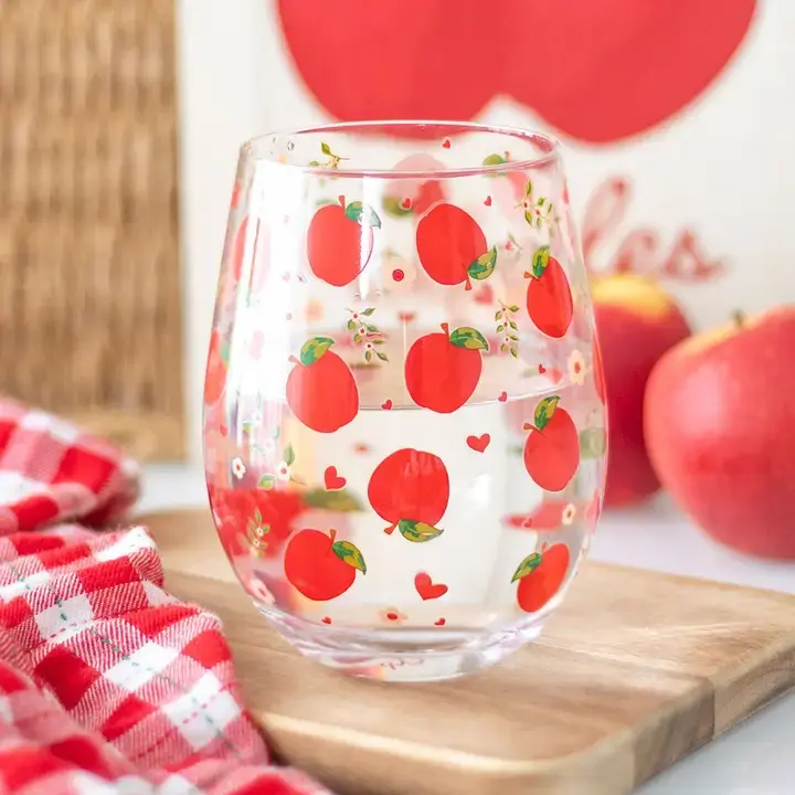 Apple Print Stemless Glass - Cameron Rose