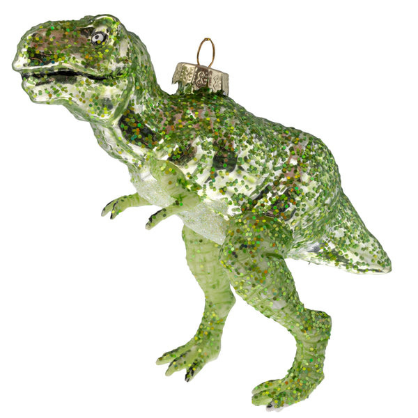 Green Tyrannosaurus Rex Dinosaur Mercury Glass Ornament - Cameron Rose