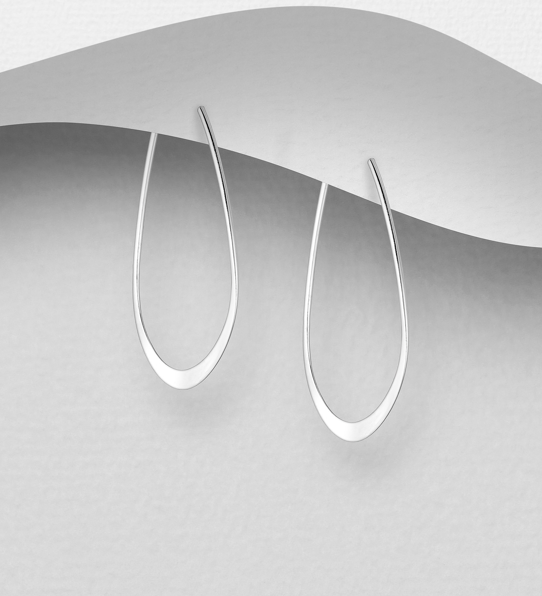 Sterling Matte Oblong Hoops - Cameron Rose
