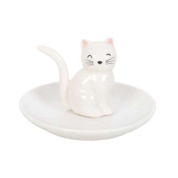 Sitting White Cat Face Trinket Dish - Cameron Rose