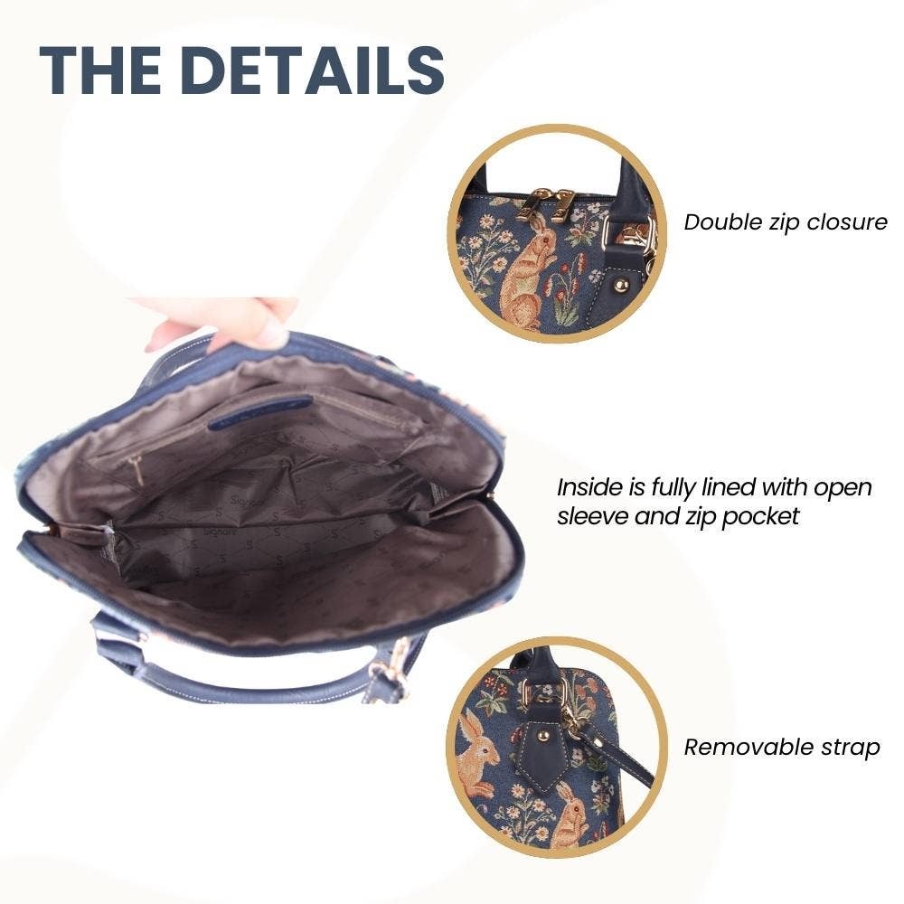 Forest Life Blue Top Handle Purse Handbag - Cameron Rose