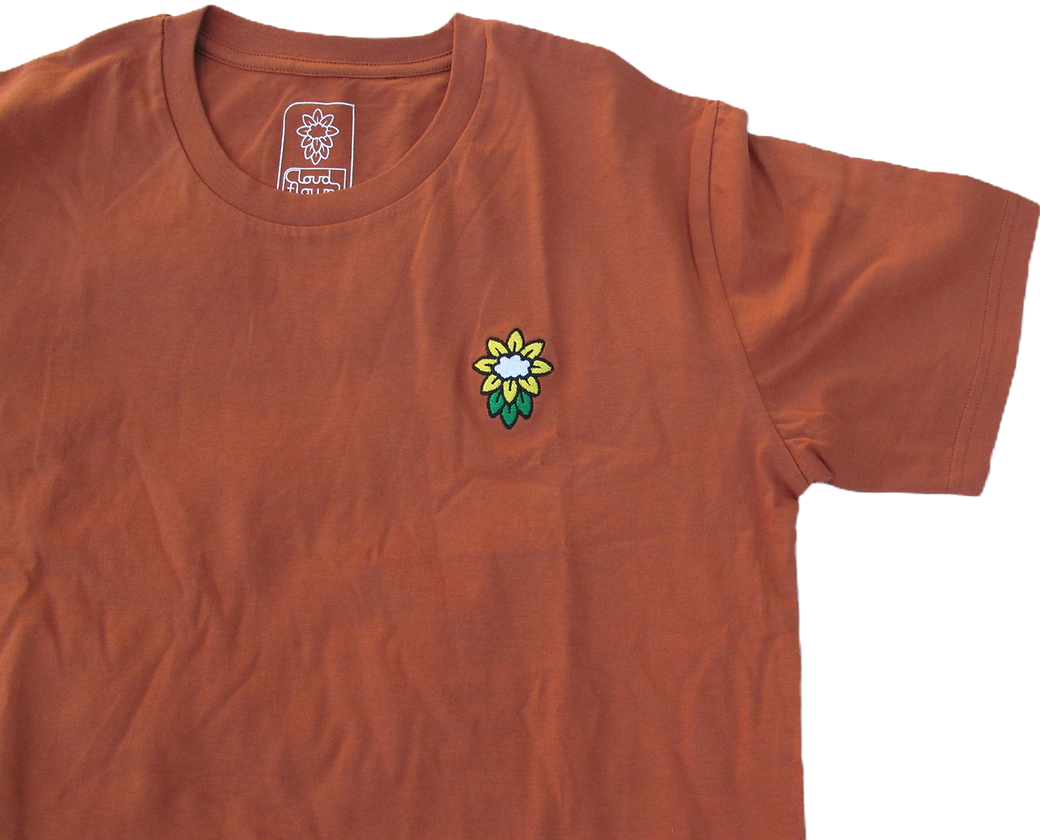 CLOUDFLOWER EMBROIDERED TEE - ORANGE - KINGSWELL - Los Feliz