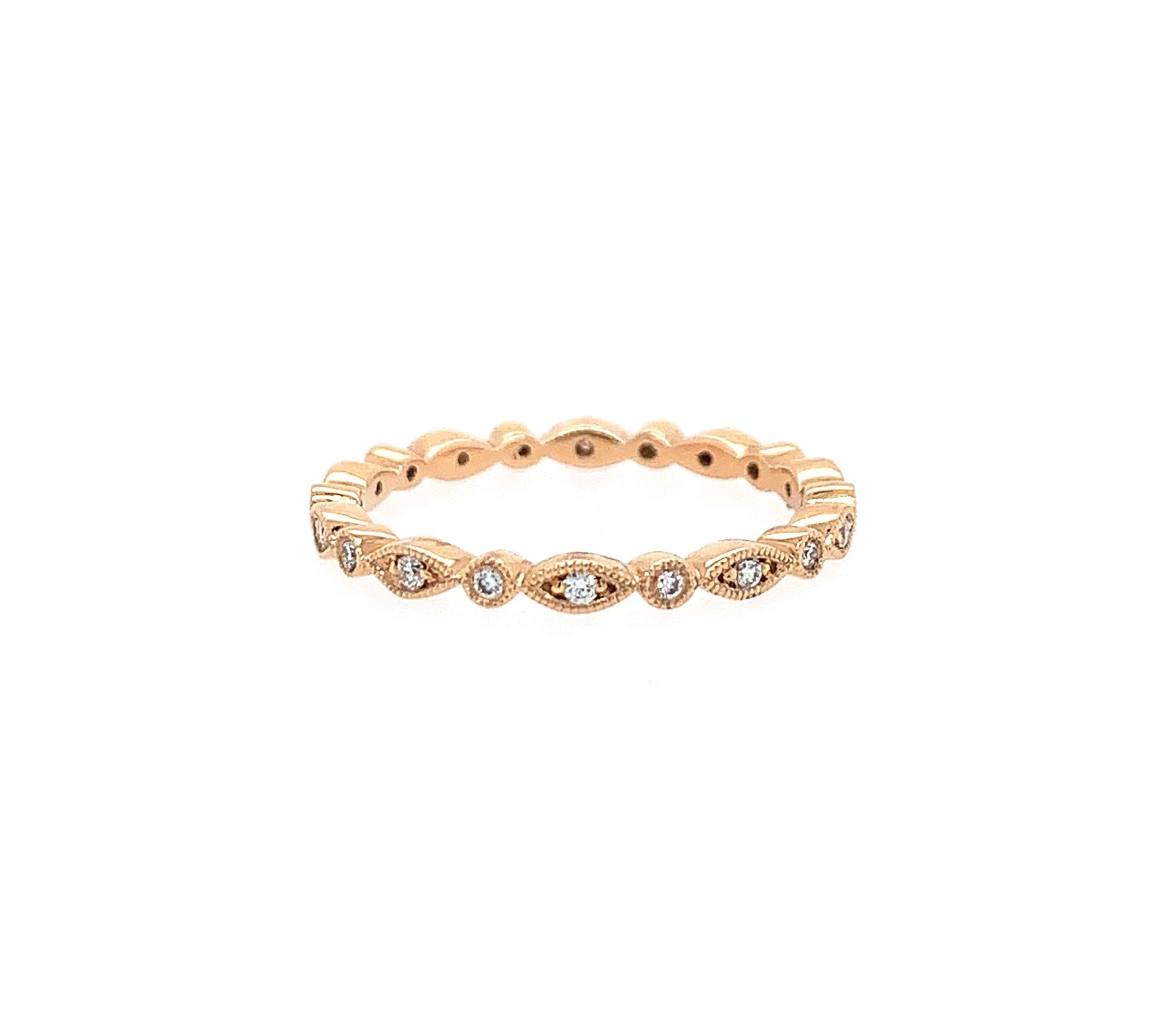 Rose Gold Pod And Bezel Diamond Stackable Band - Minichiello Jewellers