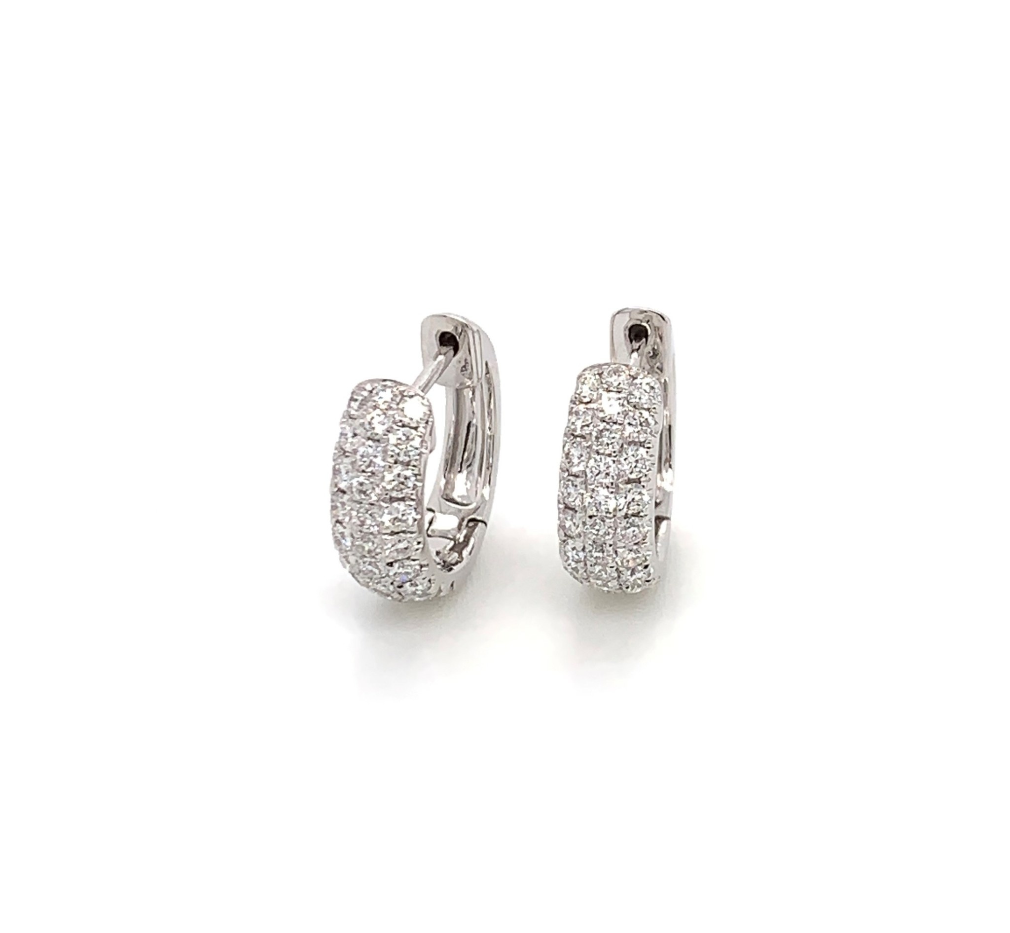 White Gold Pave Diamond Huggie Earrings