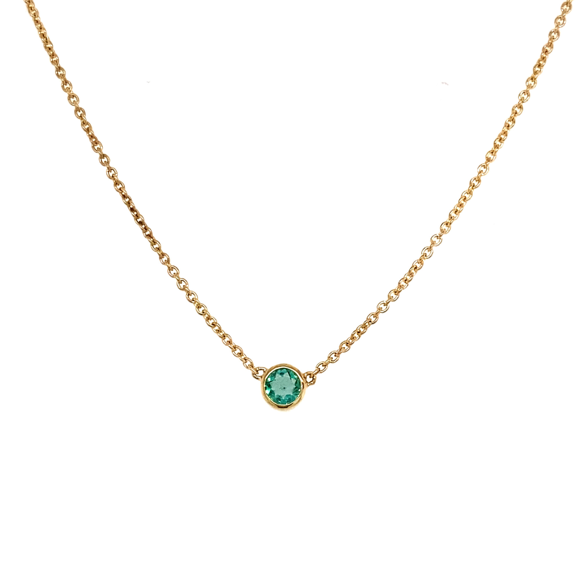 Bezel Set Birthstone Necklace Emerald Minichiello Jewellers