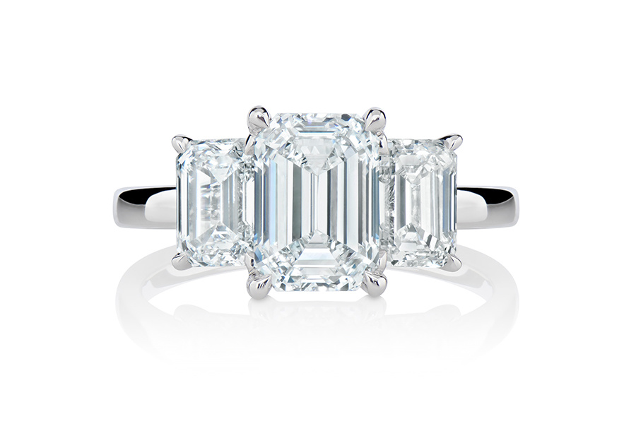 LAB The Emerald Cut Trinity engagement ring 3.67ct tw - Minichiello ...