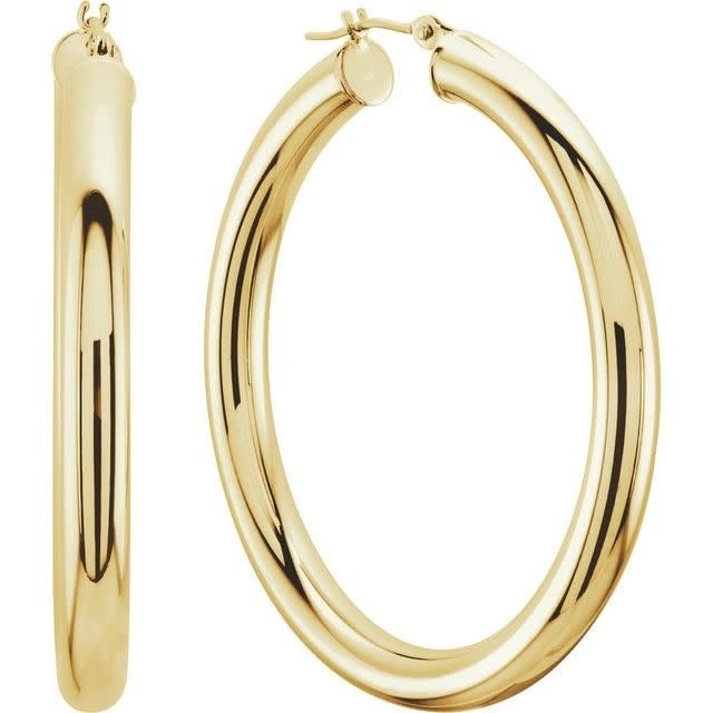 N4411. 10k yellow gold large hoop earrings. - Minichiello Jewellers
