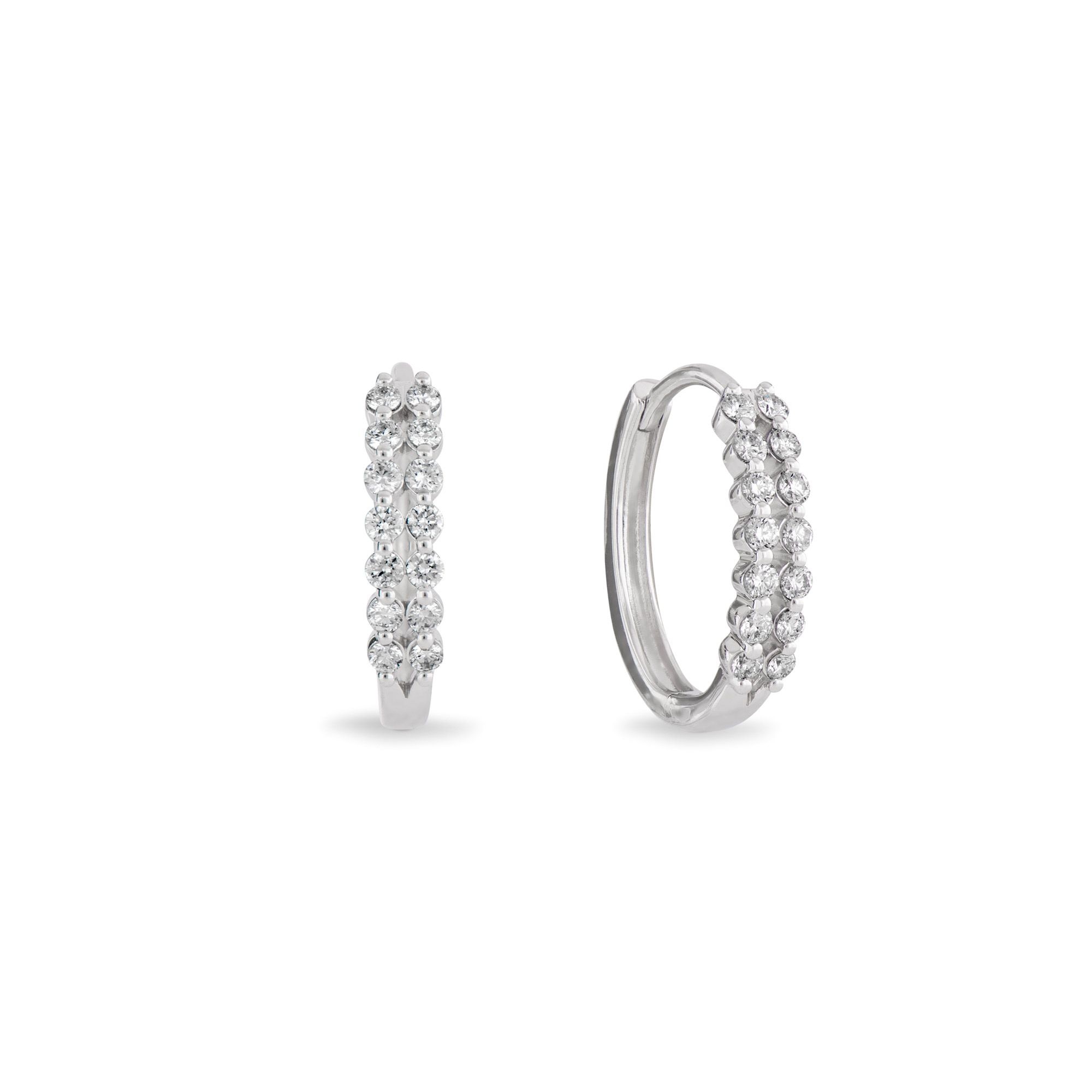 Double row single claw huggies - Minichiello Jewellers