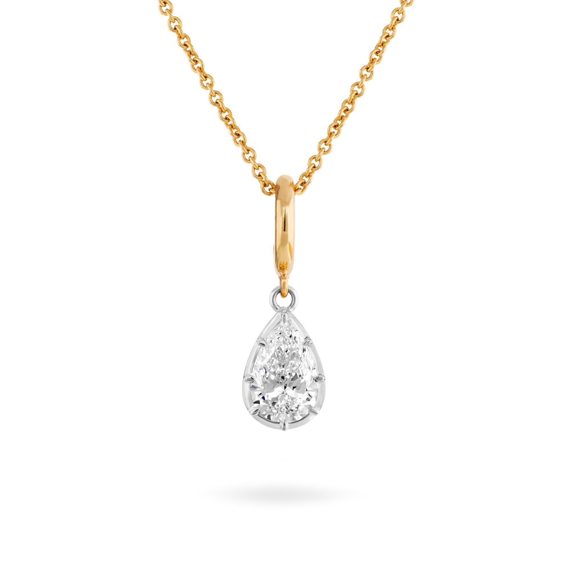 LAB - Pear shape button back diamond pendant - Minichiello Jewellers