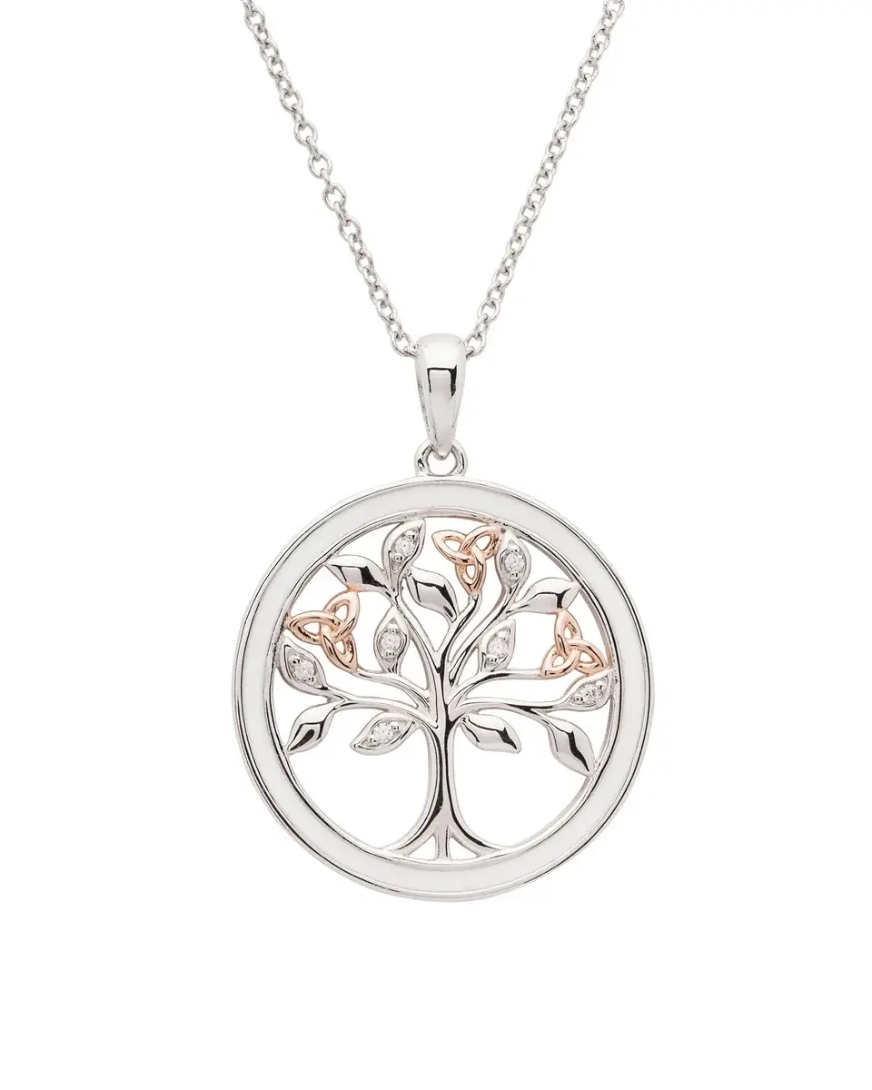 Pendant: SS White Enamel Tree of Life - Celtic Heritage