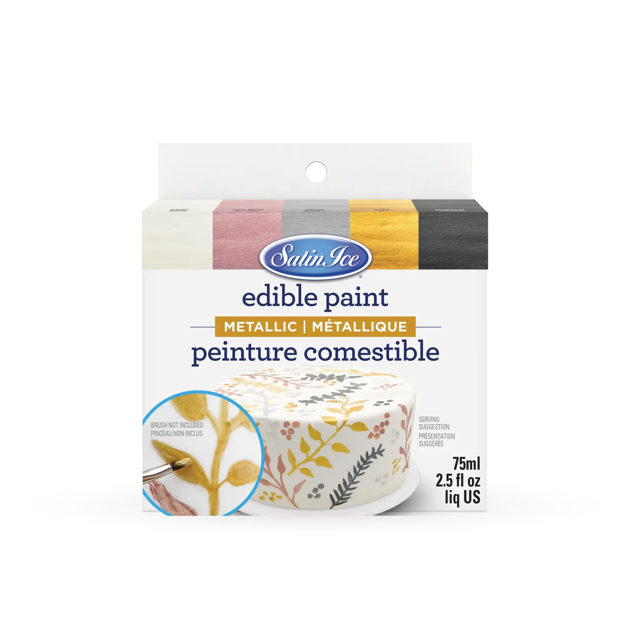 Satin Ice Metallic Edible Paint, 5 Count Kit | Ares Cuisine - Ares ...
