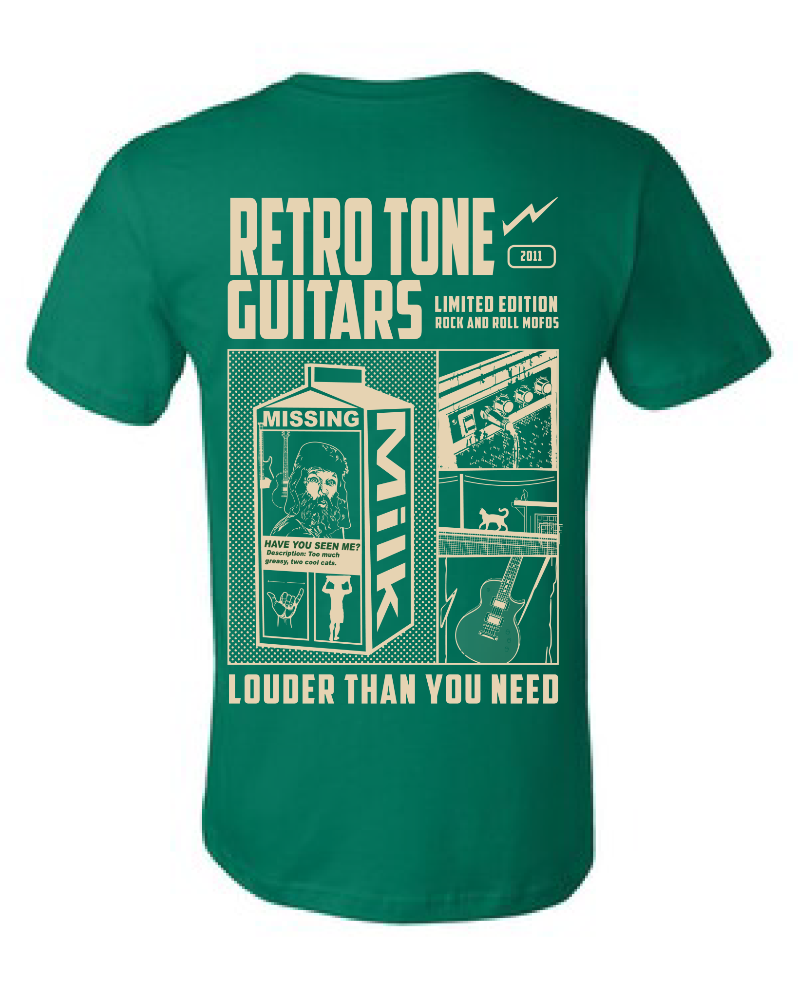 Retro Tone Guitars - T-Shirt - Milkbox - Green - Retro Tone Guitars