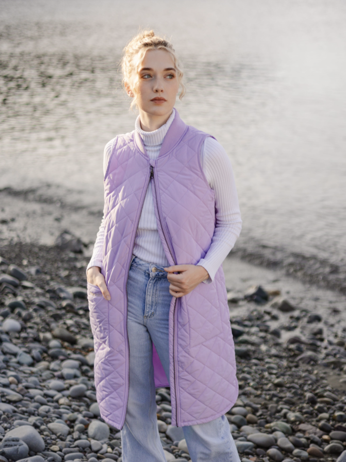 Mernini-Long Liner Vest-Lavendar Mist - Twisted Sisters Boutik Inc.