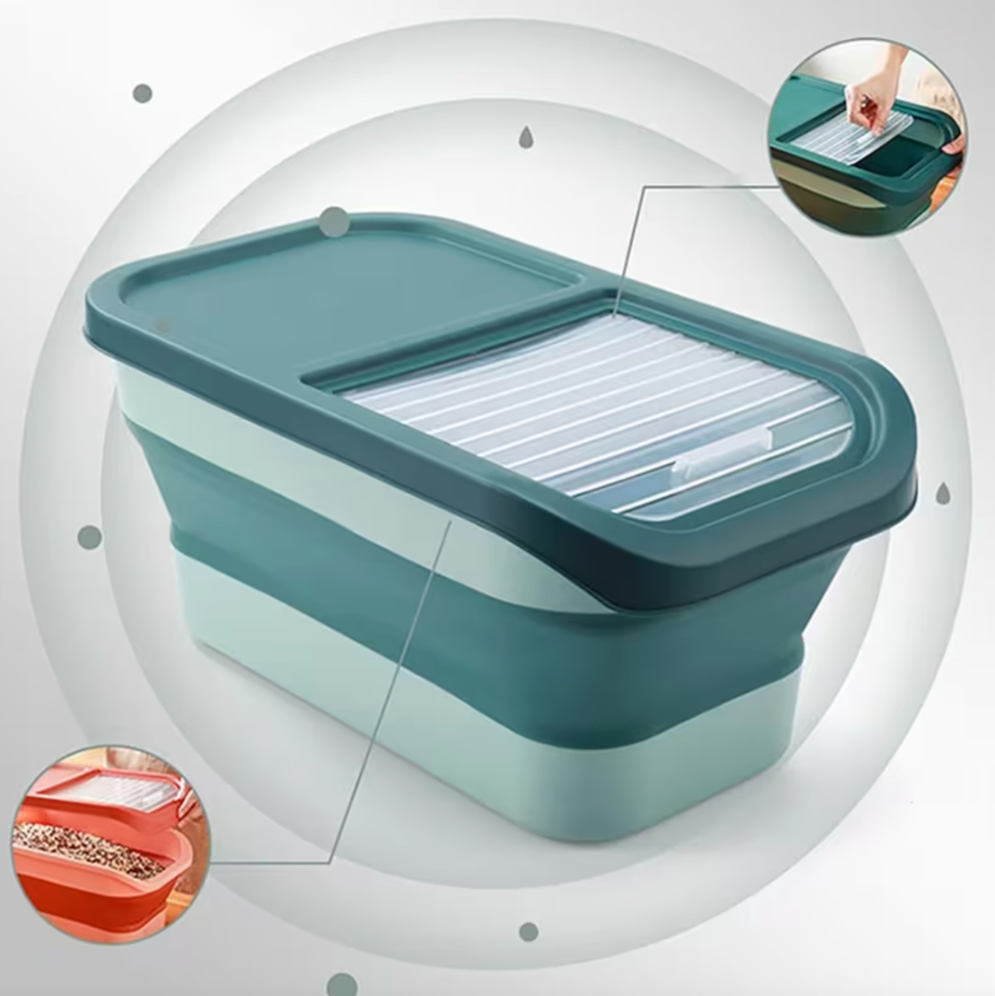 Temu Foldable Dog Food Storage Container with Flip Lid 10kg - Red - Pet ...