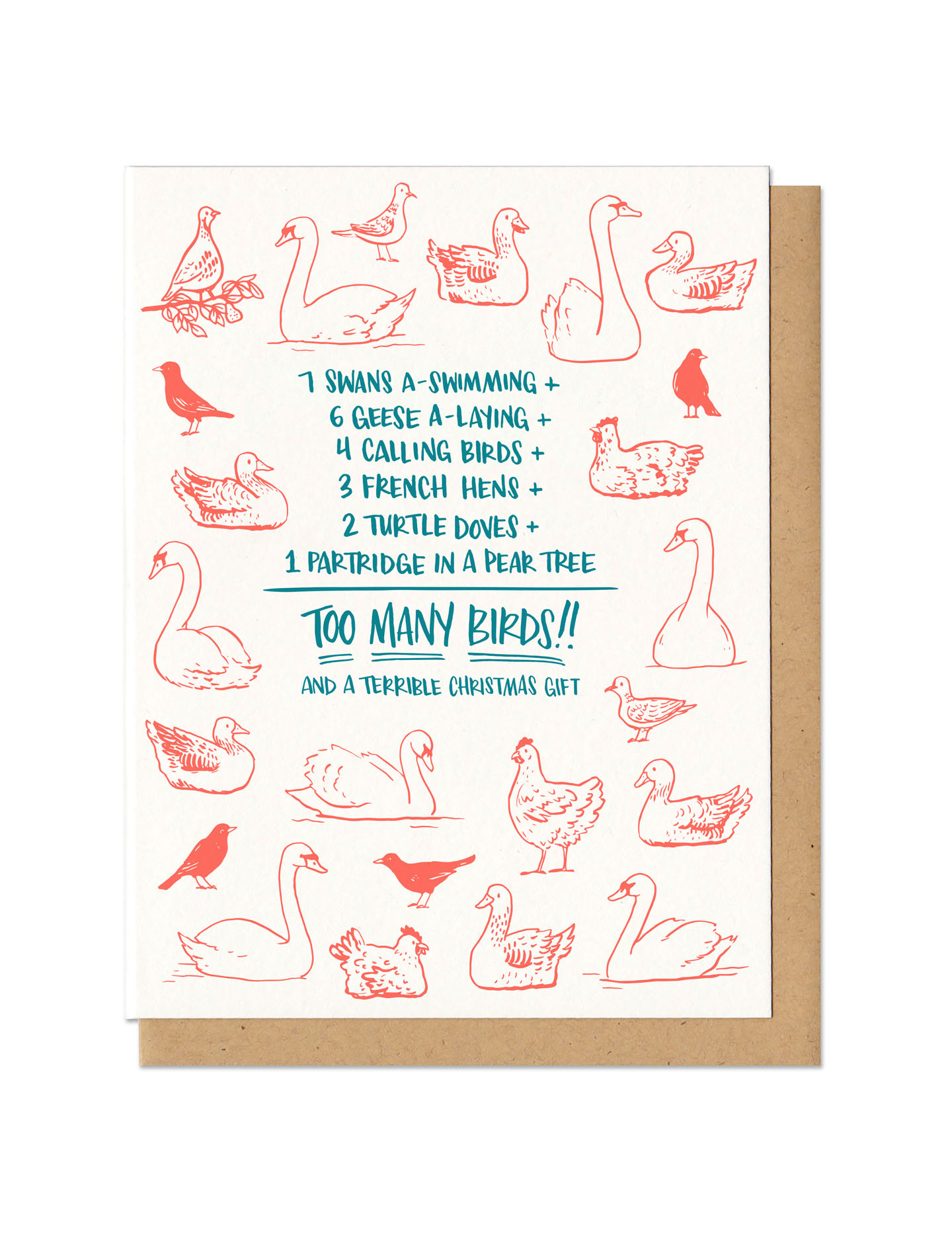 Too Many Birds Christmas Gift Greeting Card - Home