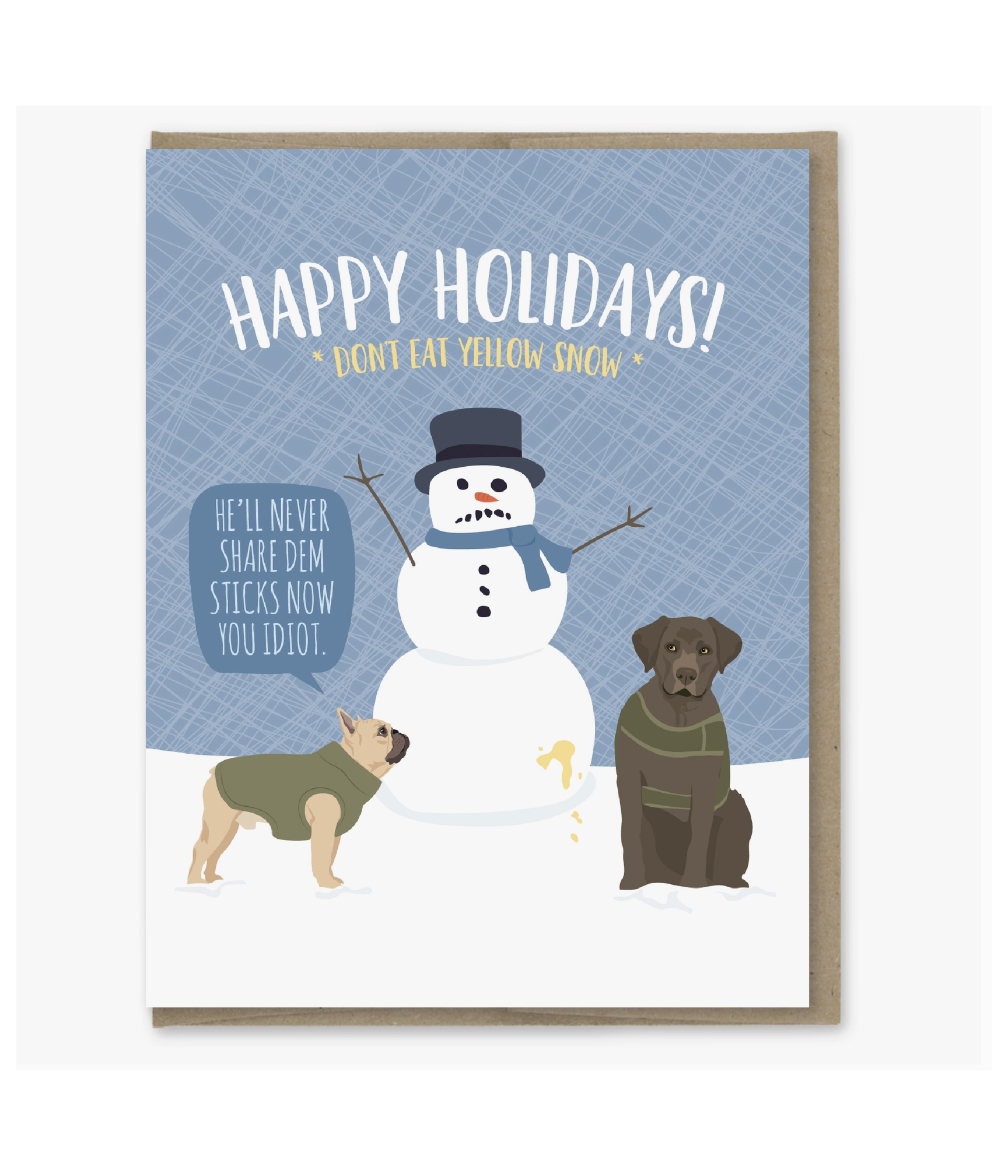 Happy Holidays Yellow Snow Greeting Card - Home
