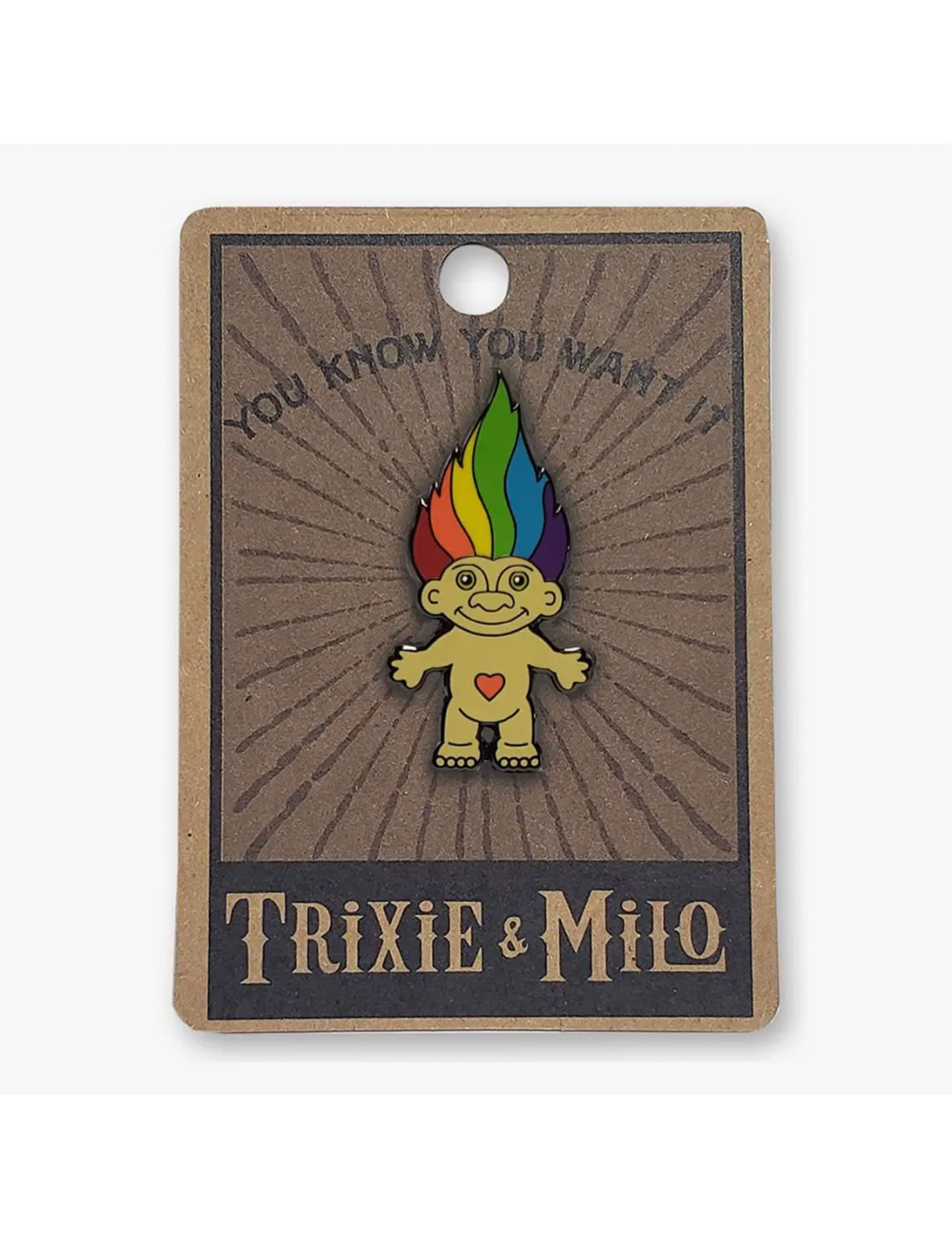 Rainbow Troll Enamel Pin - Home