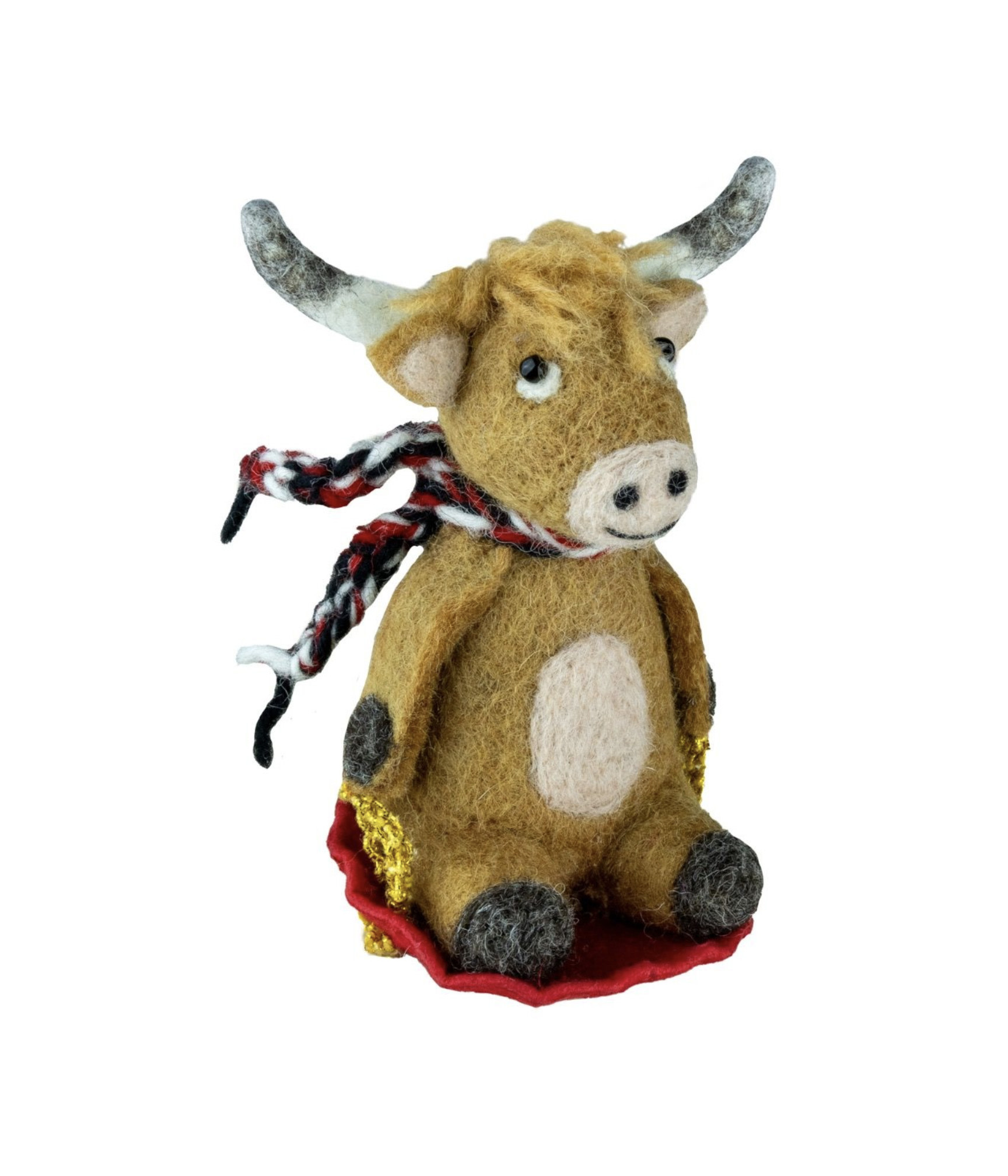 Highland Cow Sledding Felt Ornament - Home