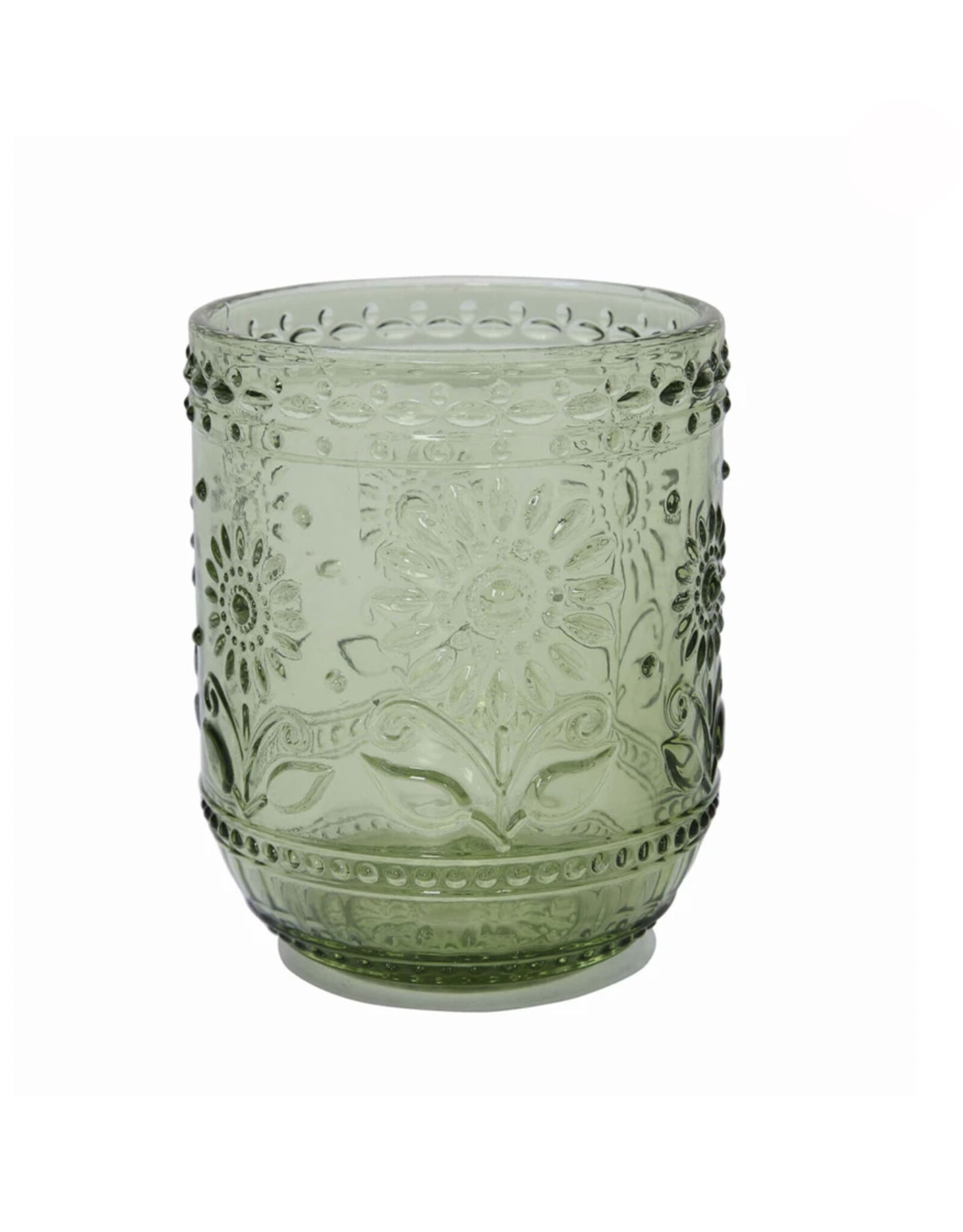 Green Embossed Drinking Glass Home