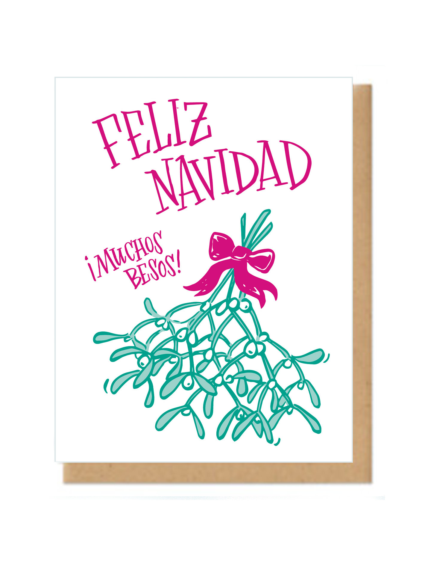 Feliz Navidad Mistletoe Greeting Card - Home