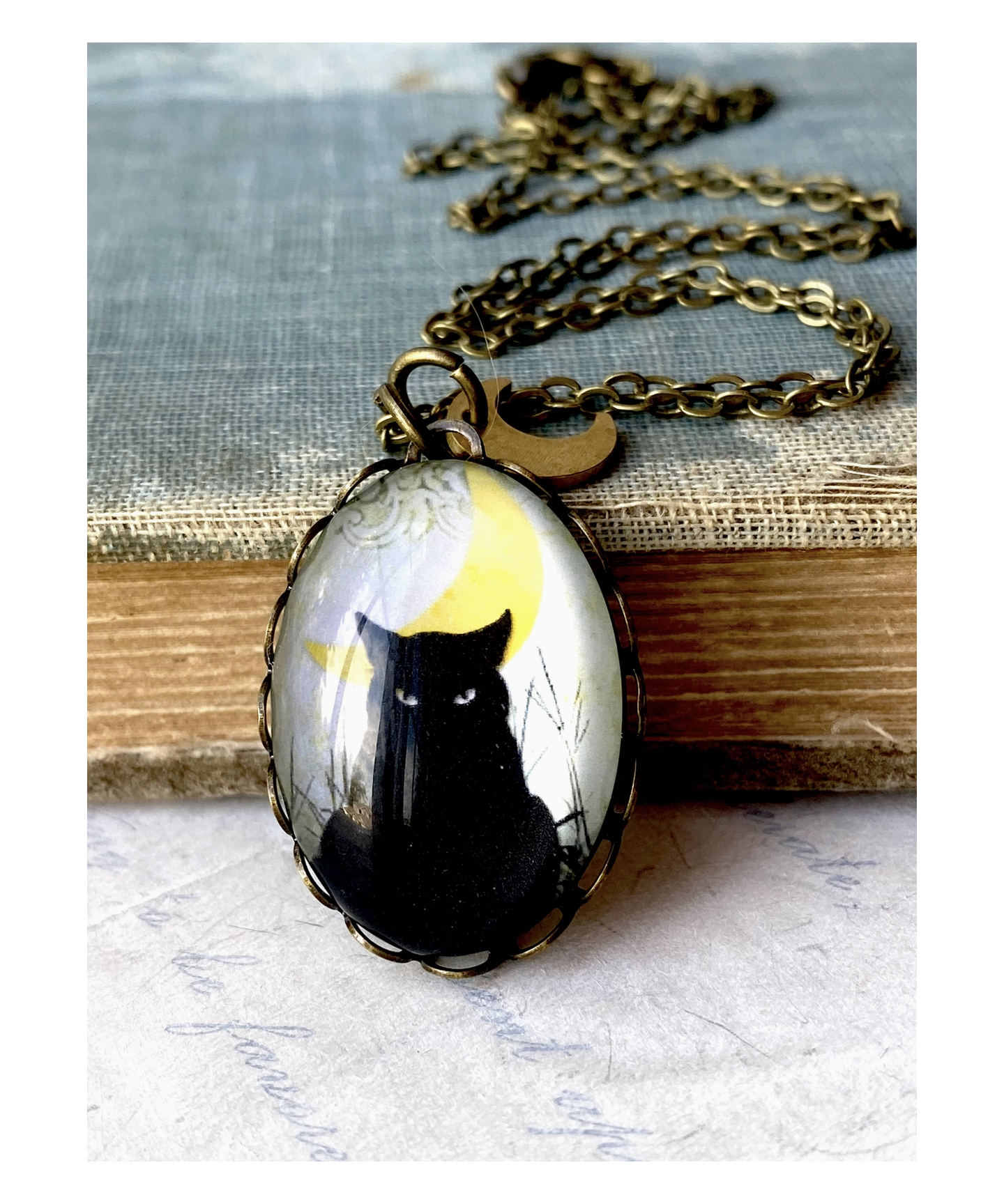 Black Cat Cameo Necklace - Home