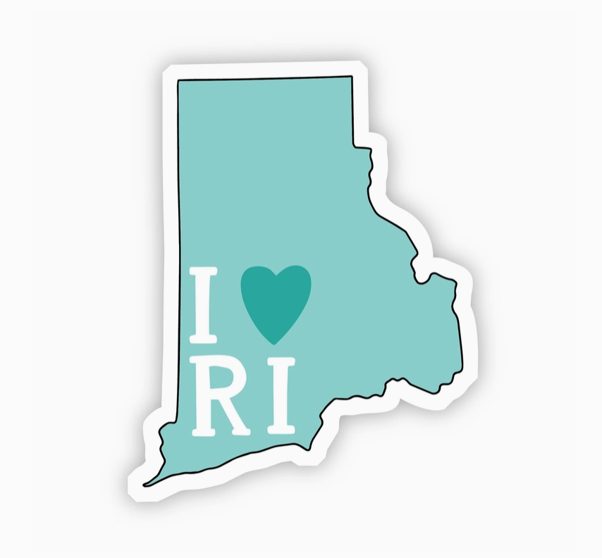 I Love Rhode Island Teal Sticker - Home
