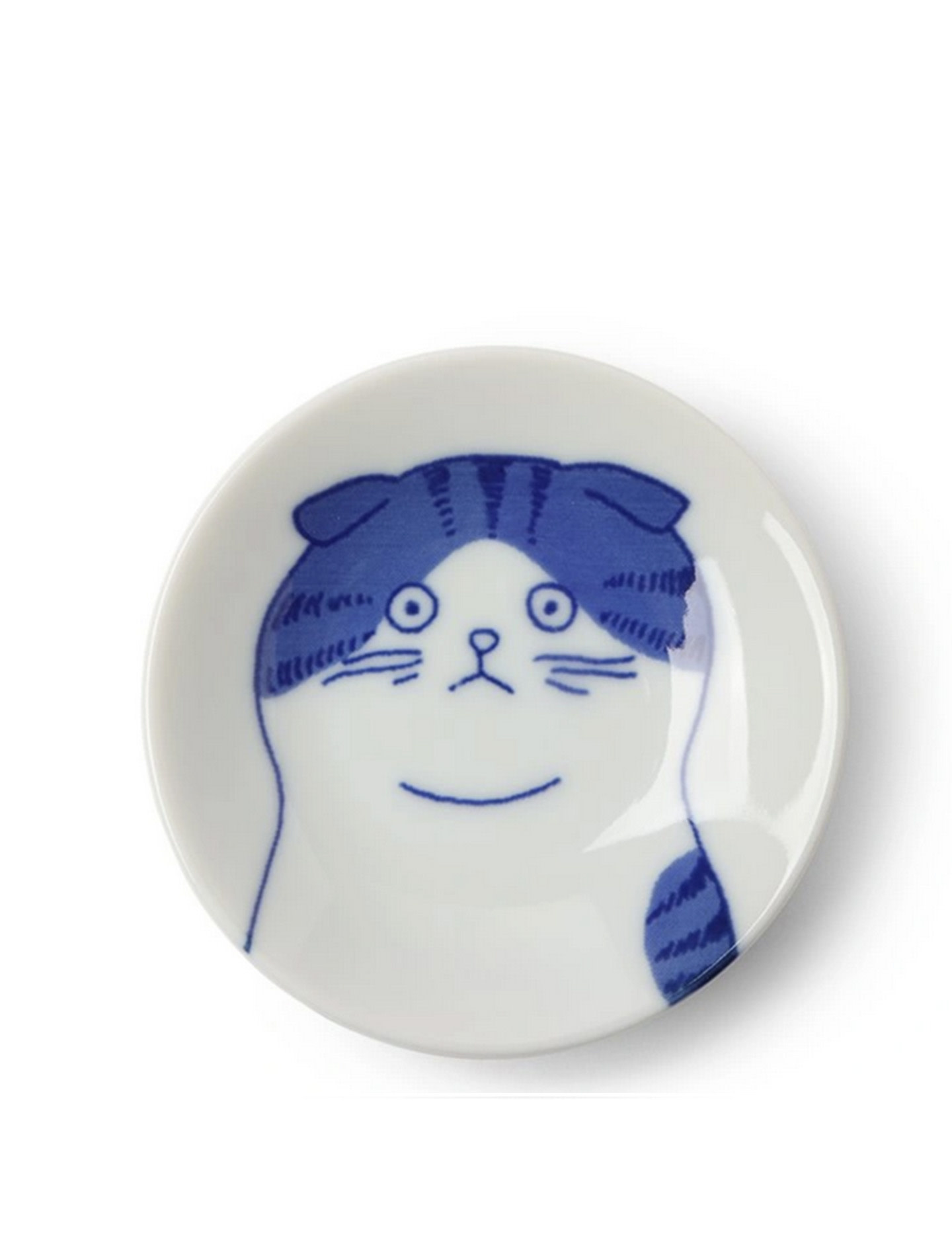 Cat Face Plate Blue/White 3" - Scott - Home