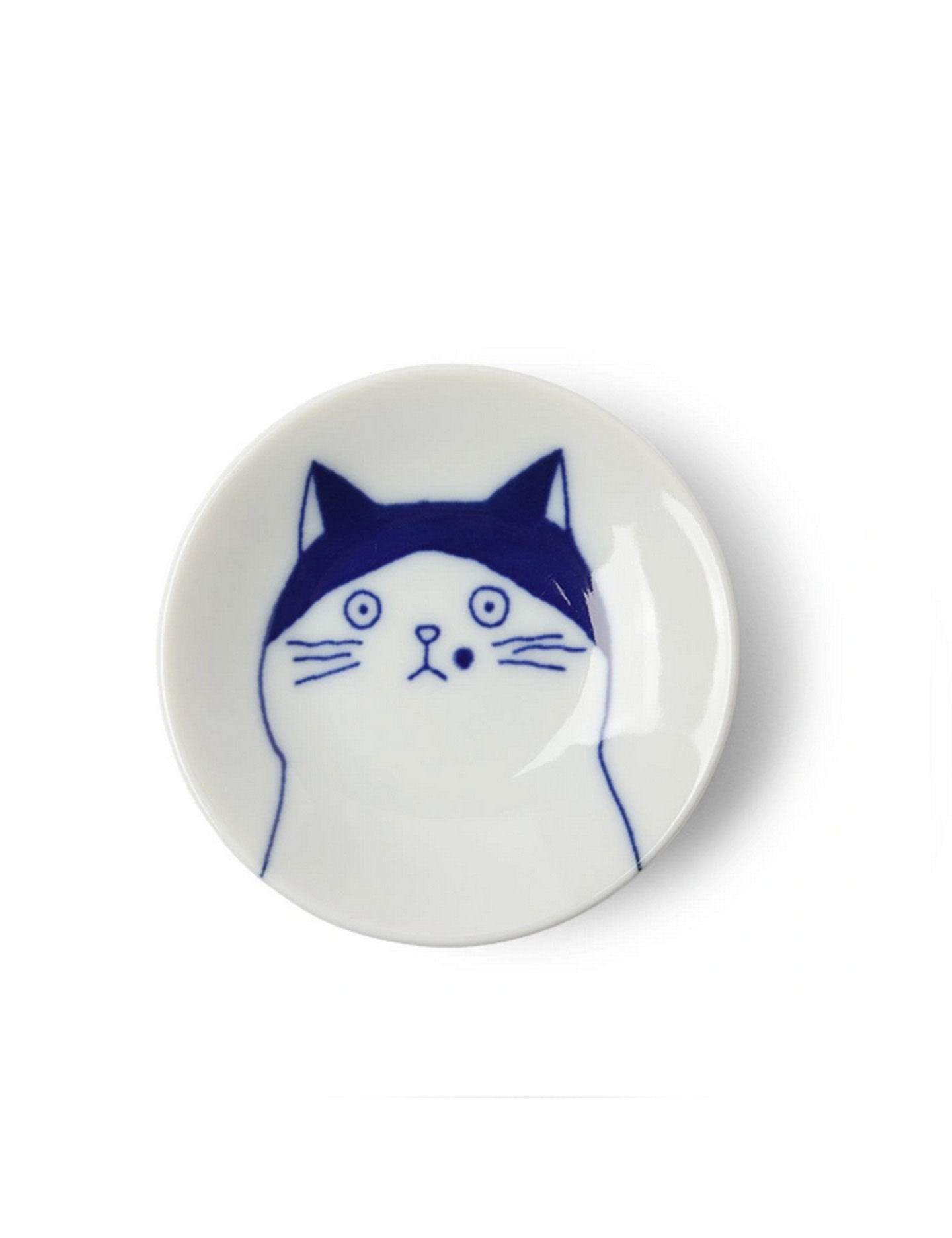 Cat Face Plate Blue/White 3" - Nora - Home