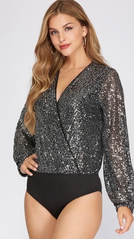 Laurie Sequin Long Sleeve Bodysuit - Mix & Match Miami Laurie Sequin Long Sleeve Bodysuit - Mix & Match Miami
