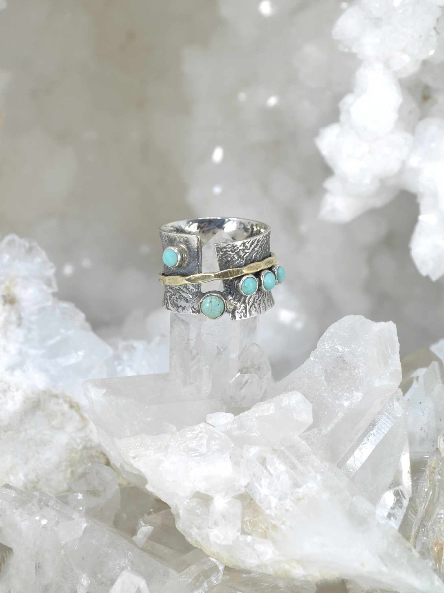 Turquoise Sterling Silver Fidget Ring - Size 7 - iluvthatstore.com